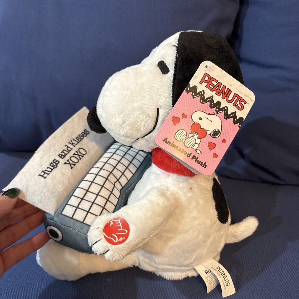 Snoopy Peanuts Typewriter Musical Plush Animated New 2025 Valentines ...
