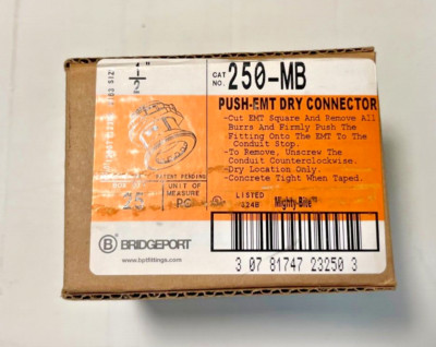 (Box of 25) Bridgeport 250-MB Push EMT Dry Connector | eBay