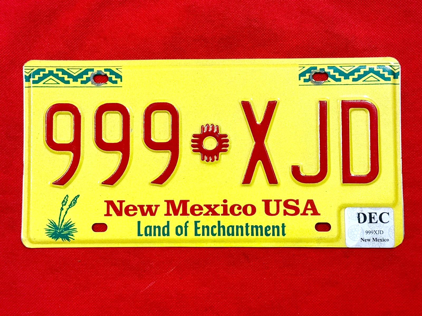 New Mexico Zia Symbol License Plate 999XJD Triple 9's Expired Collect ...