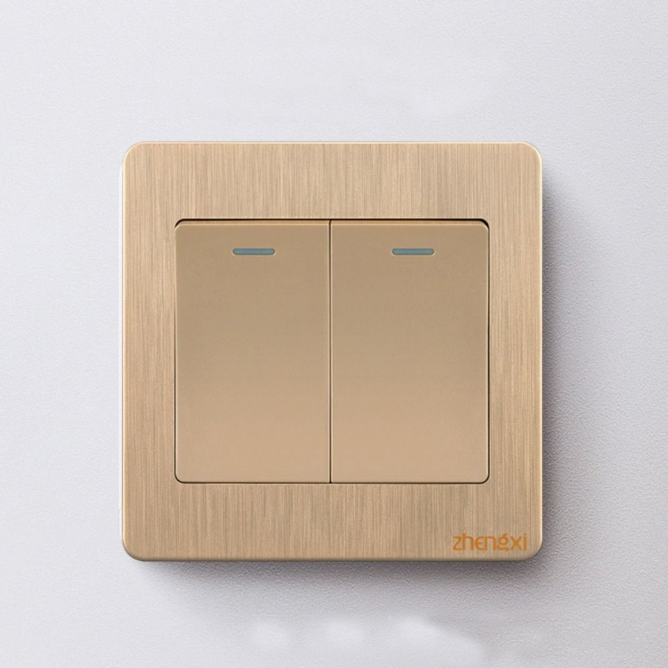 1Way Button Wall Light Switch Panel Gold On / Off Push Buttons 1/2/3/4 ...