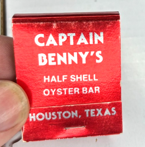 VTG! Captain Benny's Half Shell Oyster Bar Matchbook! Houston Texas ...