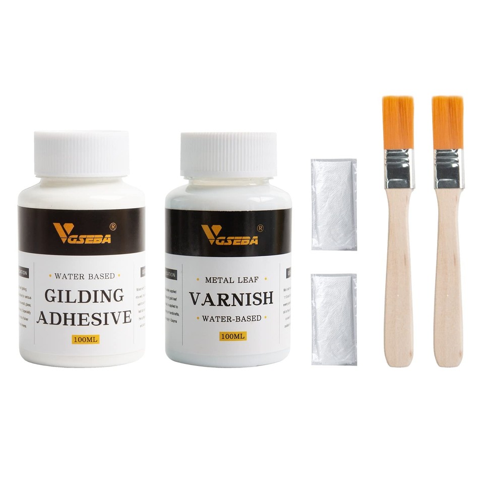 Gold Leaf Adhesive, 6.8oz Gilding Adhesive Set, 100ml Glue+100ml ...