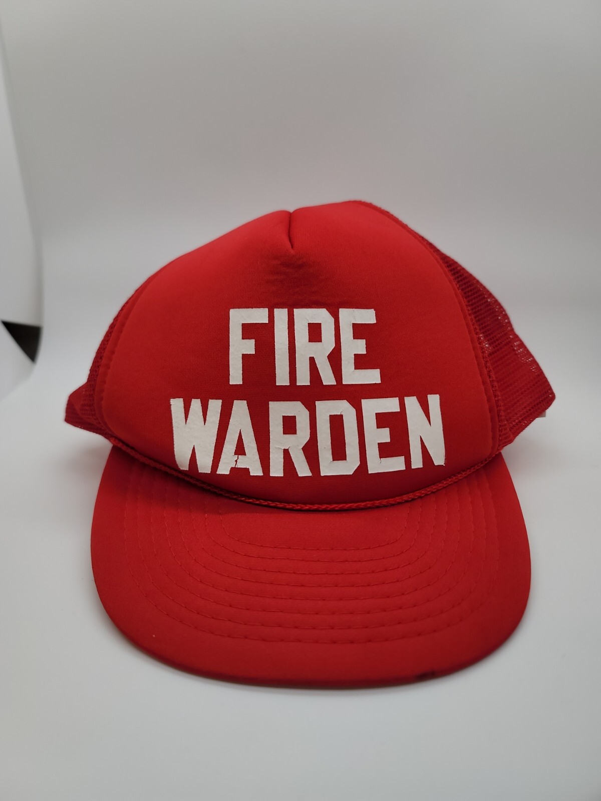 Vintage Mohrs snapback Hat Fire Warden Hat with Red Rope detail Mesh ...