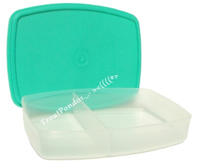 TUPPERWARE Packette Divided Container Teal Seal Side by Side Slimline ...