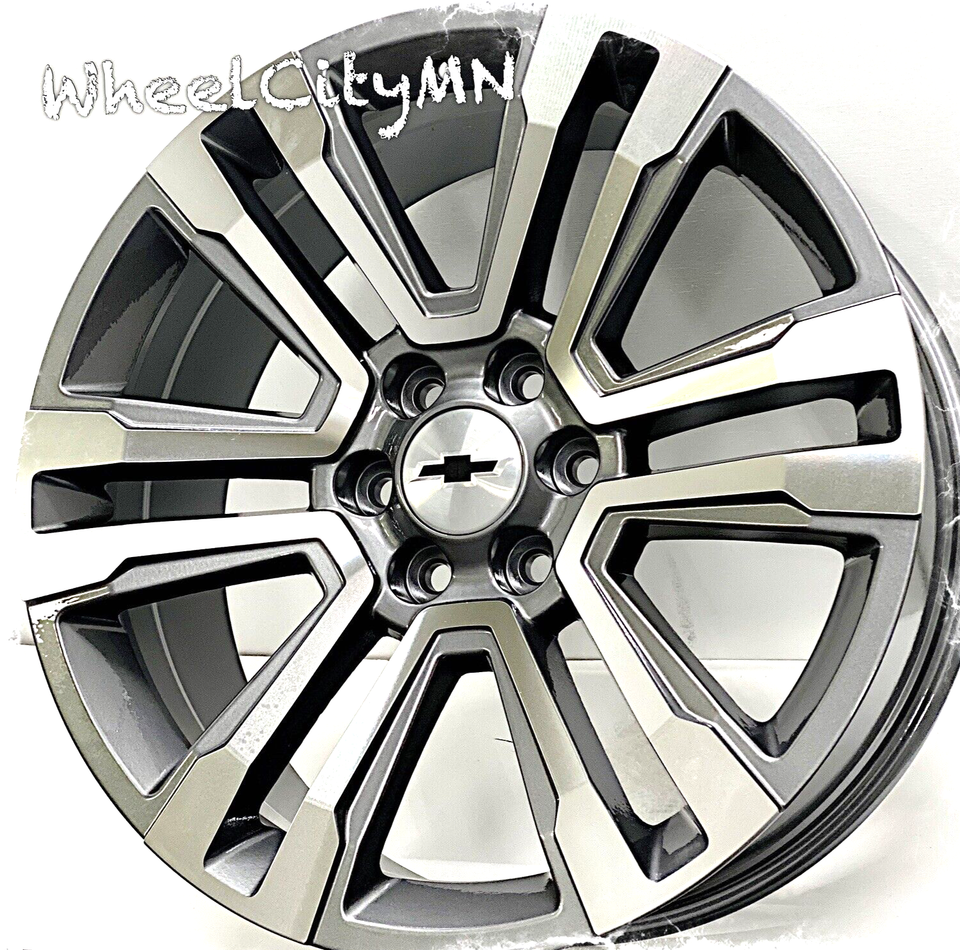 22" Gunmetal Machine OE 5822 Replica Wheels fits 2020 Chevy Tahoe ...