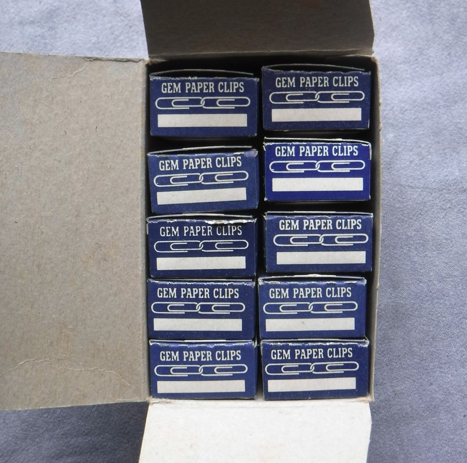 VTG STEEL CITY Gem Paper Clips Qty 1000 I & M Sufrin USA ca 1970 Size 2 ...