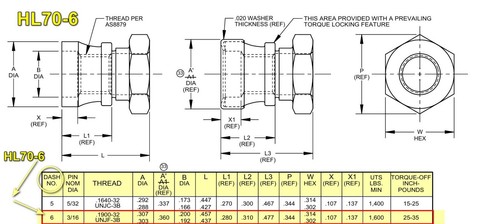 (12 pcs) Hi-Lok Collars for 3/16"-32 Pins, HL70-6, ALCOA, 2024 T6 ...