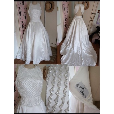 Vintage Scassi Designer Wedding Gown Satin Beaded Size 10 | eBay