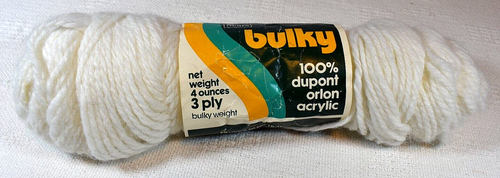 3 PLY SEARS BULKY YARN, Dupont Orion Acrylic, Color: 27 White, Lot 25 ...