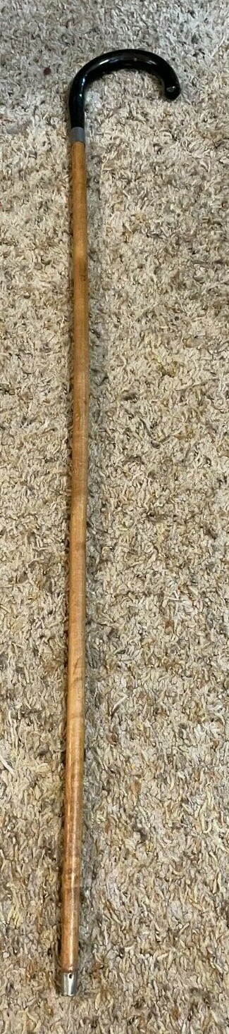 Vintage Wood Cane Curved Handle Gentleman's Walking S… - Gem