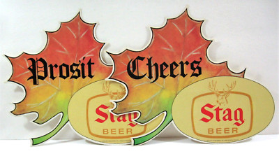 Vintage 1980 Stag Beer Double Stag Beer Cardboard Cheers / Prosit Sign ...