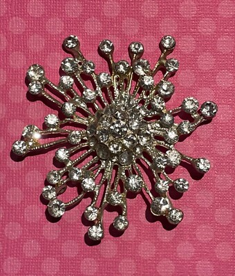 Vintage 1950s Clear Rhinestone Starburst Swirl Design Brooch | eBay