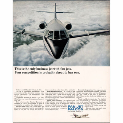 1966 Fan Jet Falcon: Only Business Jet With Fan Jets Vintage Print Ad ...