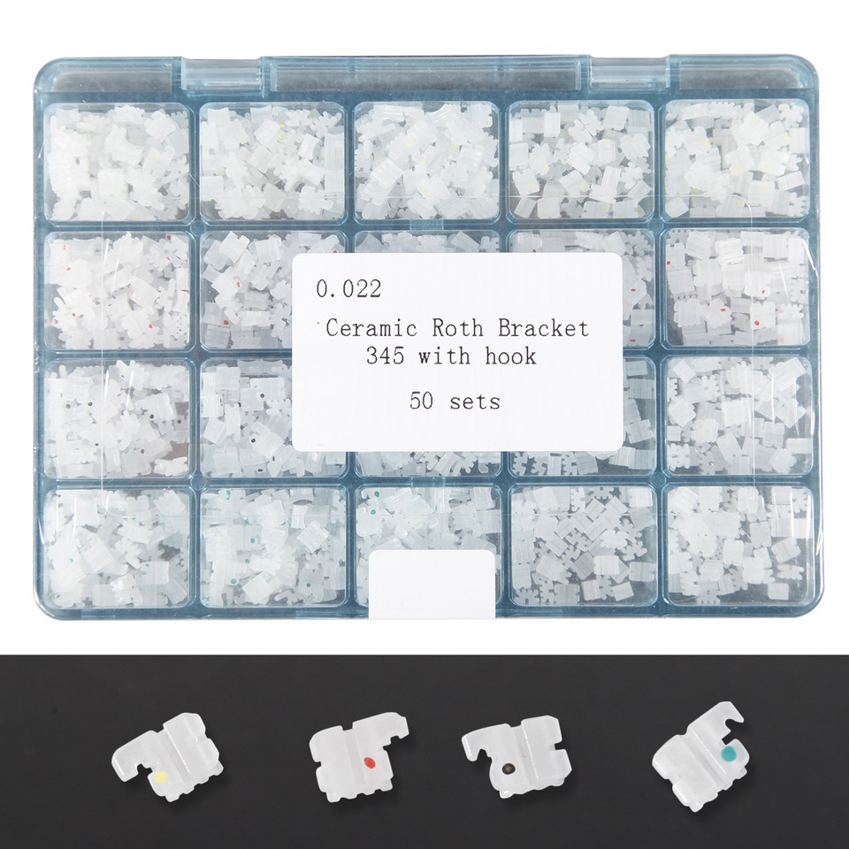 1000pc Ceramic Braces Bracket Dental 5*5 hooks 3 4 5 Orthodontic Roth ...