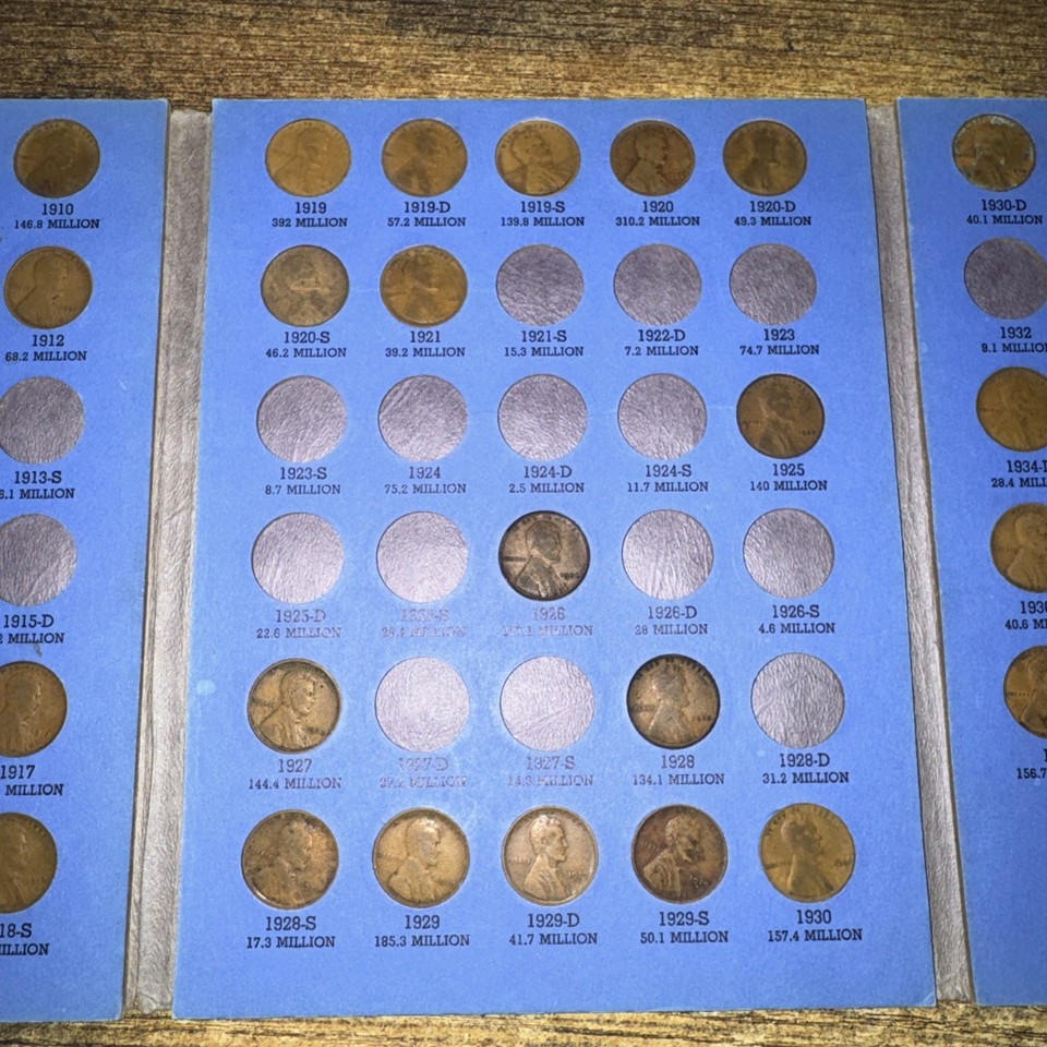 Lincoln Wheat Penny One Cent coin collection lot 1909 1959 80 coins w ...