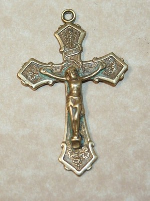 Lot 2: Nice 2" Antique 1940s Ornate Brass Crucifix Cross Pendant | eBay