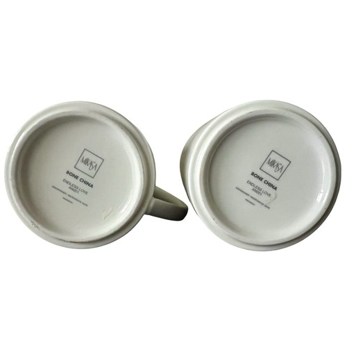 MIKASA Bone China Coffee Tea Cups White Gray Rose w/Stem & Leaves (Set ...