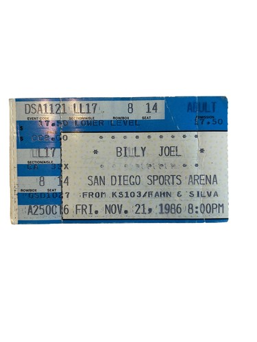 11/21/1986 Billy Joel Concert Ticket Stub San Diego Sports Arena The ...