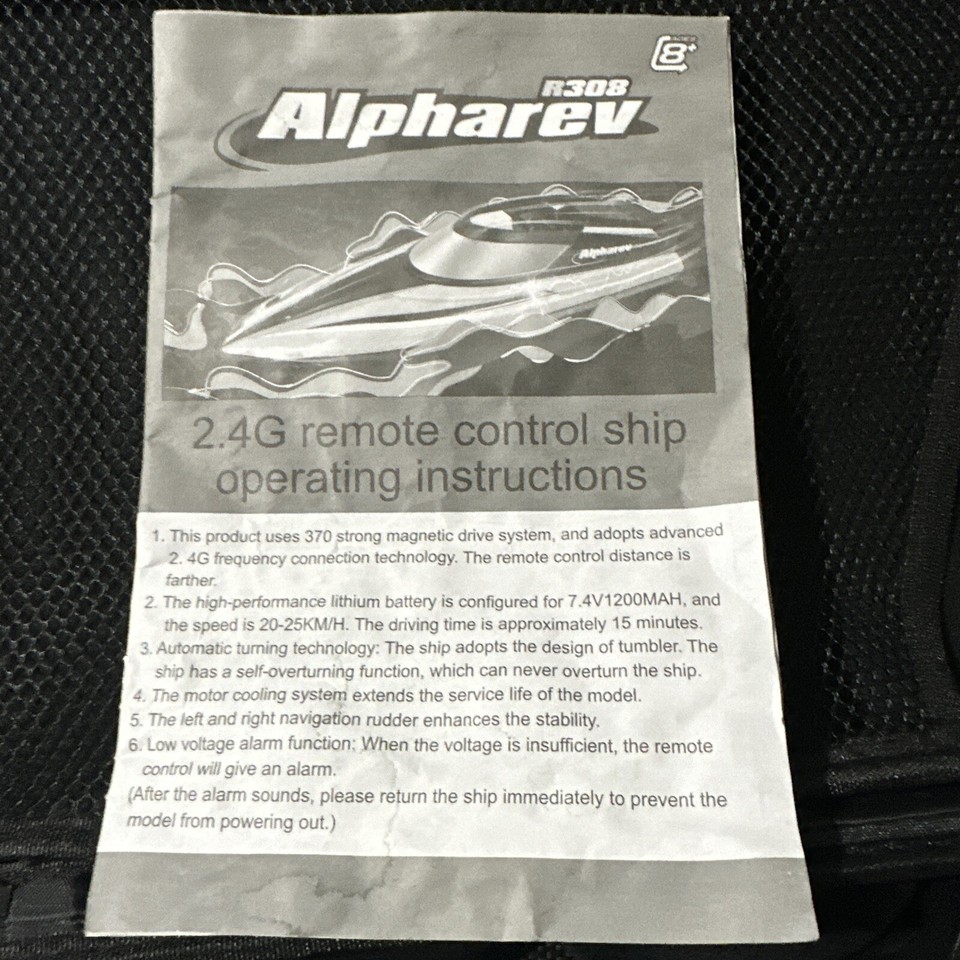 Remote Control Boat Alpharev R308 High Speed Boat 2.4GHz Transmitter ...
