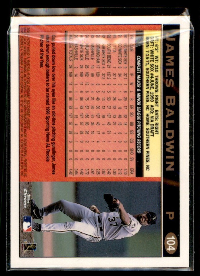 1997 TOPPS CHROME JAMES BALDWIN CHICAGO WHITE SOX #104 | eBay