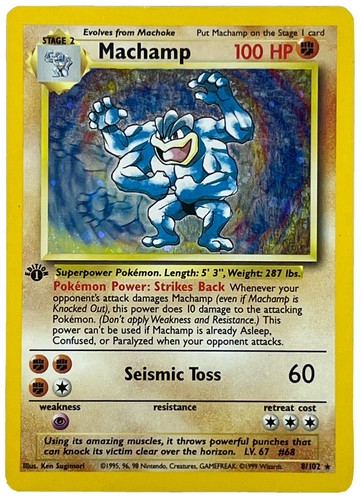 Pokémon TCG - Machamp - 8/102 - Holo - Rare - 1st Edition - Base Set ...