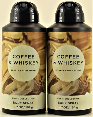 QTY 2 - Bath & Body Works COFFEE & WHISKEY Deodorizing Body Spray for ...