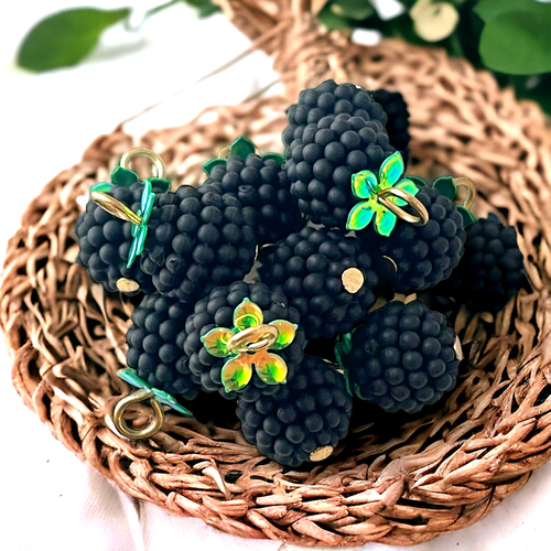 10 Blackberry Charms Opaque Black Berry Bead Drops Beading Drops ...