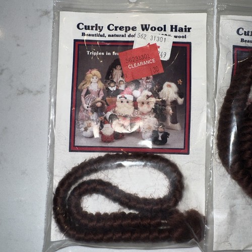 All Cooped Up Curly Crepe Wool Hair Dark Auburn Lot Of 3 Wool Doll Hair ...