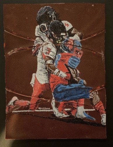 Original Football Action Portrait on Real Football Leather Canvas | eBay