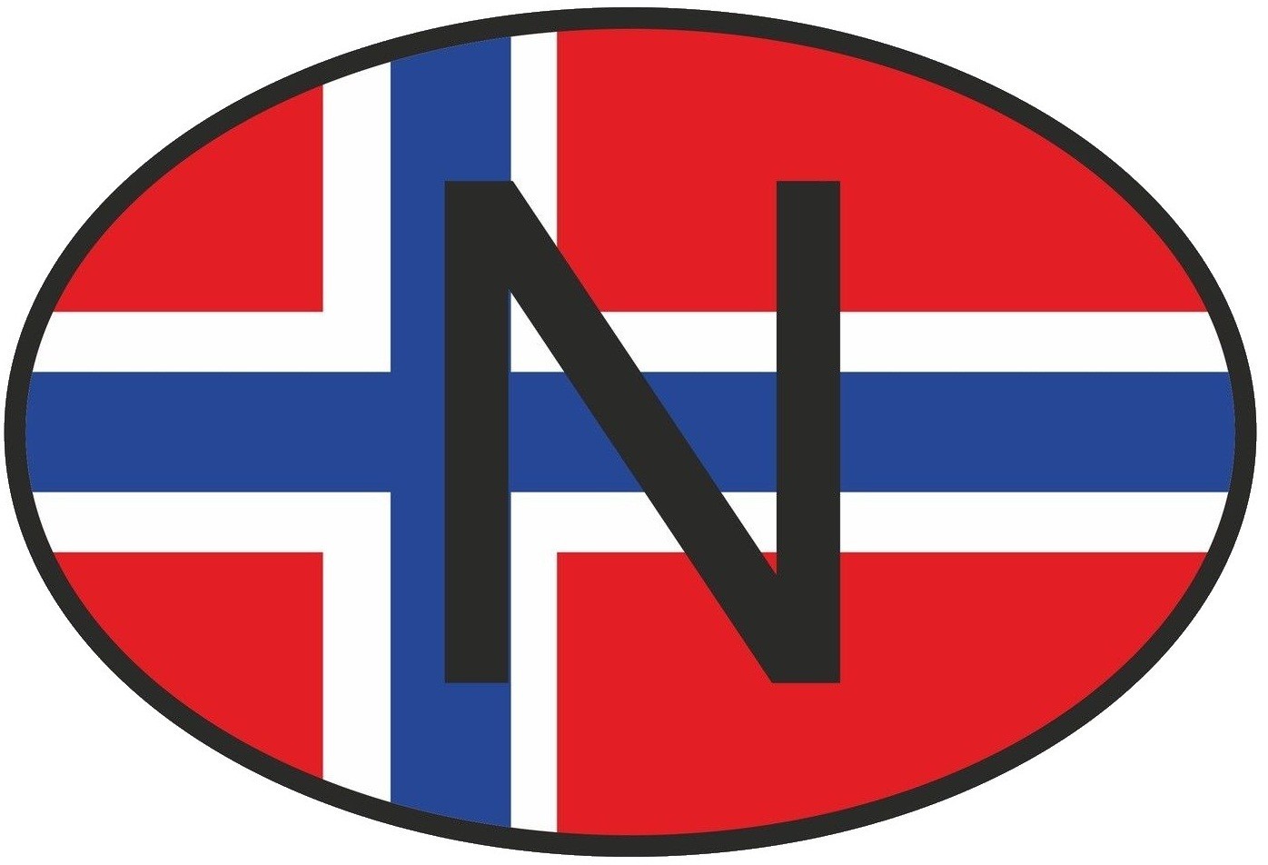 N NORWAY COUNTRY CODE OVAL WITH FLAG STICKER LAPTOP STICKER WINDOW ...
