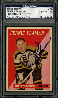 1958 TOPPS 56 FERNIE FLAMAN PSA/DNA 10 GEM AUTOGRAPH BOSTON BRUINS HQ ...