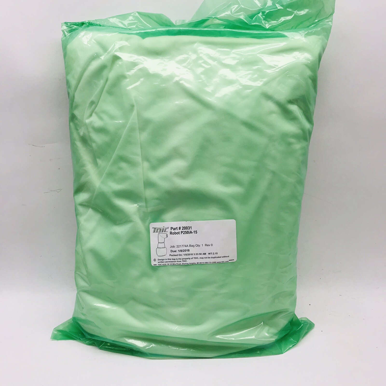 TDIC # 20031, COVER BAG FOR ROBOT P250iA-15 - JOB221774A, 1 BAG | eBay