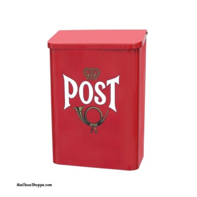 Traditional Red Swedish Danish English Wall Mount Metal Post Mailbox ...