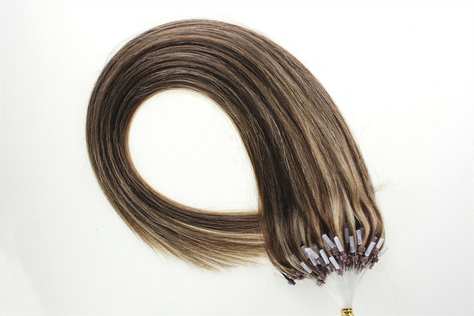 Micro Ring Loop Tip Remy Human Hair Extensions Straight Micro Beads ...