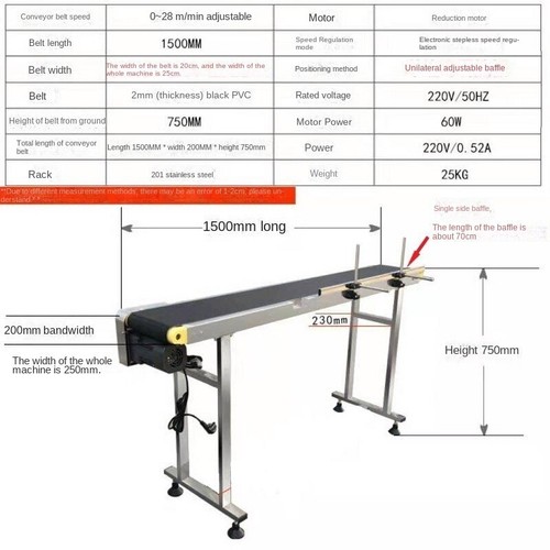 Small Assembly Line Conveyor Stainless Steel Adjustable Speed 1500MM ...