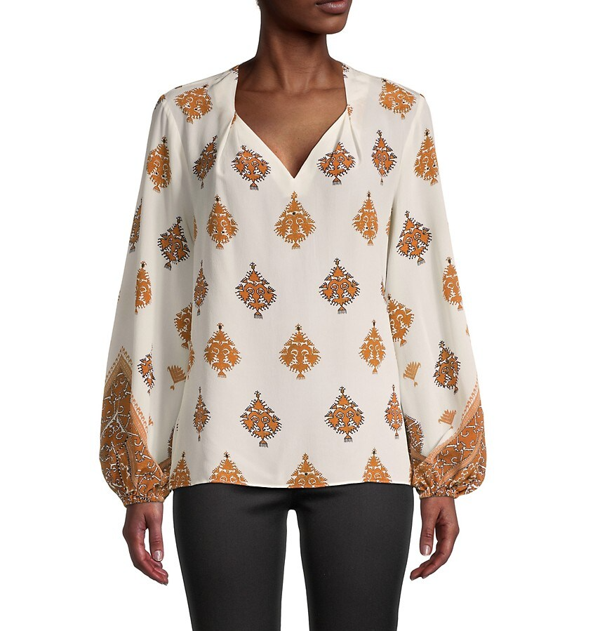 NEW Kobi Halperin Women US S Ryan Silk Geometric Print V-Neck Dress ...
