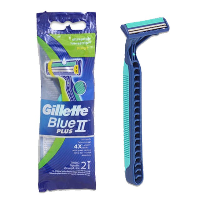 12x Gillette Blue II Plus Pivot Disposable Razor Lubrastrip Ultragrip ...