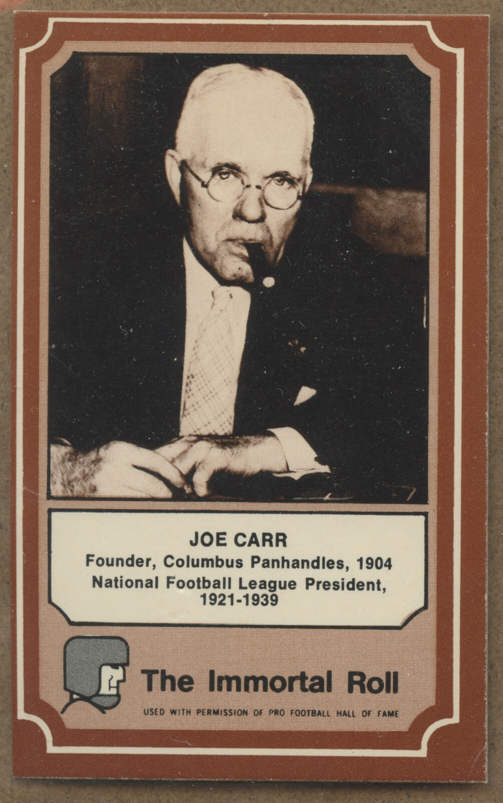 1975 Fleer The Immortal Roll #6 Joe Carr NFL PresidentHall-of-Fame | eBay