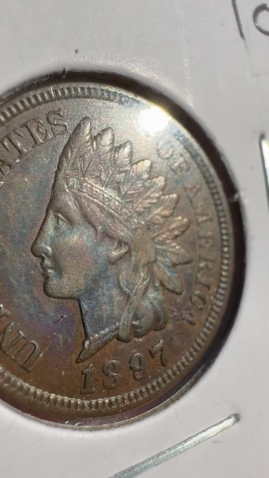 1897 Indian Head Cent Penny Full Liberty 4 Diamonds Beautiful Coin ...