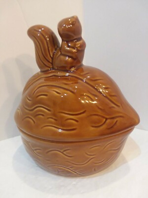 VTG Houston Harvest Squirrel On Walnut Nut Candy Dish Container EUC 8 ...