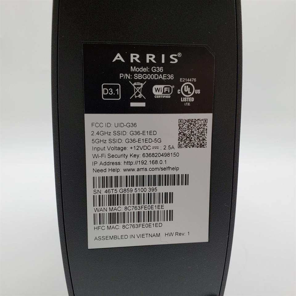 ARRIS Surfboard G36 DOCSIS 3.1 Multi-Gigabit Cable Modem & AX3000 Wi-Fi ...
