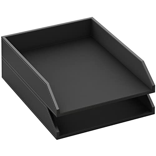 Leather Letter Tray, Stackable Desk Organizer Holder for Office ...