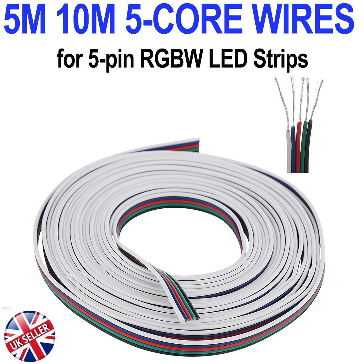 5 Pin RGB RGBW RGBWW 3528 5050 LED Strip Light 5 Colour Wire Extension ...