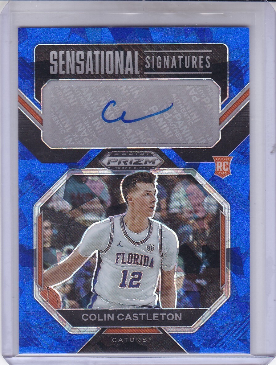 COLIN CASTLETON 2023-24 PRIZM DRAFT PICKS BLUE ICE AUTO RC #68/75 ...