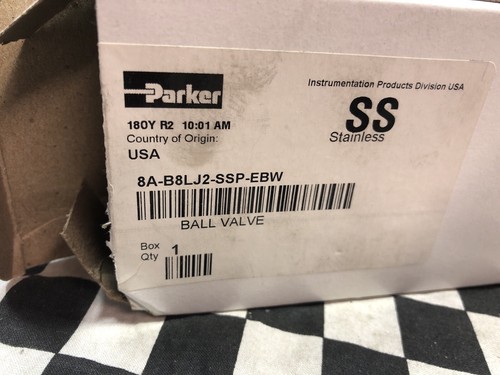 Parker Ball Valve 1/2" COMP, 8A-B8LJ2-SSP-EBW, 8AB8LJ2SSPEBW ...