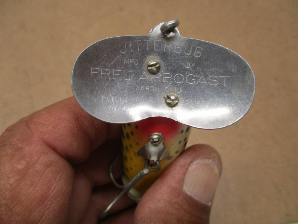 Vintage Lures Fred Arbogast Jitterbug With Steel Lip Fishing Lure USA ...