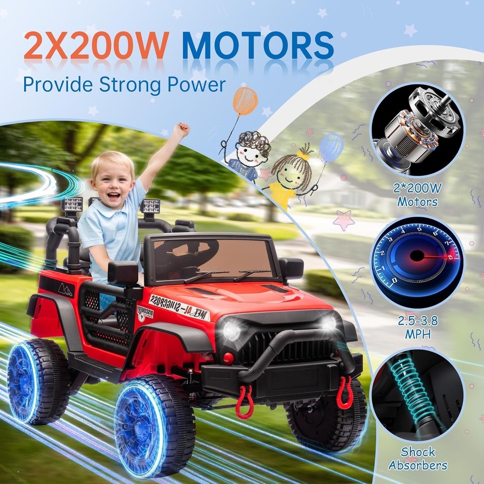 24V Kids Ride on Toy Electric Car Battery Power 4 Wheels Jeep w/ Remote ...