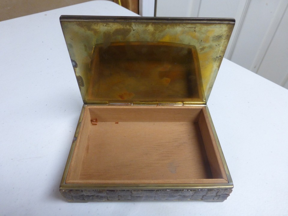 Vintage Mexico Copper & Glass Tile Mosaic Box Aztec Calendar Medallion ...