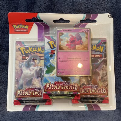 Pokemon Paldea Evolved 3 Pack Blister With Tinkatink Promo Brand New ...