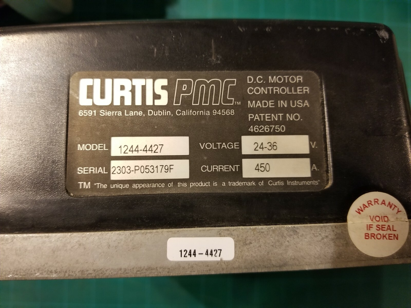 WEMOCO 24/36 Volt Traction Motor 00-95206 with used Curtis 1244-4427 | eBay